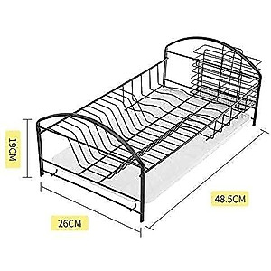 Plate Rack Dish Drainer Rack Rust Proof Stainless Steel Organization Shelf Kitchen Drainer Utensil Holder with Drain Board Pan Plate Holder (Color : Black, Size : 48.5x26x19cm)