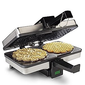 Pizzelle Maker - Non-stick Electric Pizzelle Baker Press Makes Two 5-Inch Cookies at Once- Recipe Guide Included- Easter Holiday Dessert Treat Making Made Easy- Unique Birthday or Any Occasion Gift