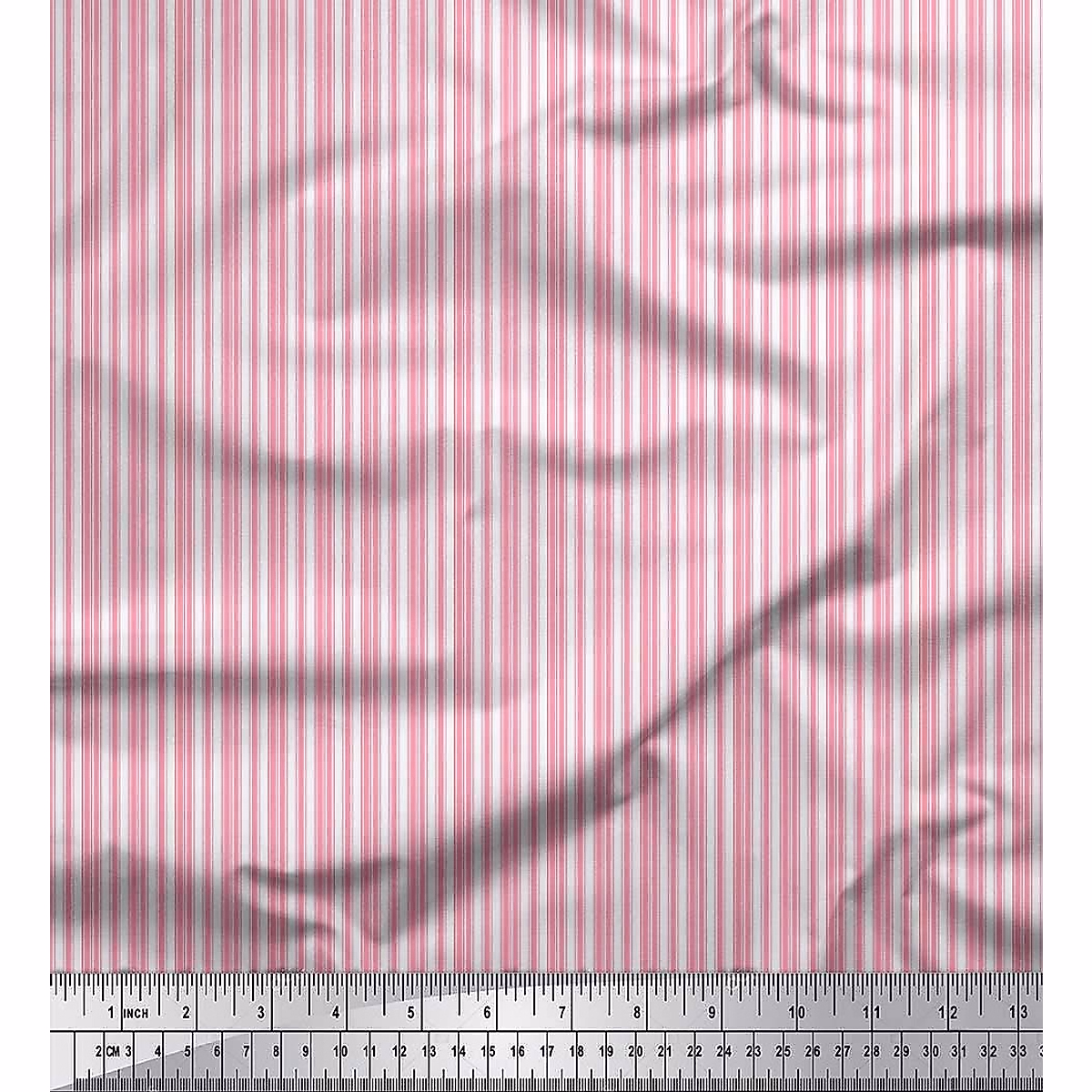 Soimoi Viscos Chiffon Pink Fabric - by The Yard - 42 Inch Wide - Stripe Geometric Shirting - Modern Styling with Striped Geometric Patterns Printed Fabric