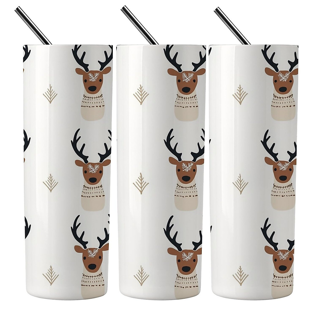 Cartoon Christmas Deer insulated tumblers，Cartoon Christmas Deer coffee cup Gift，Cartoon Christmas Deer Drinking Glasses-Tea Cup-Coffee Mug tumbler with lid and straw 20 oz insulated tumbler cups