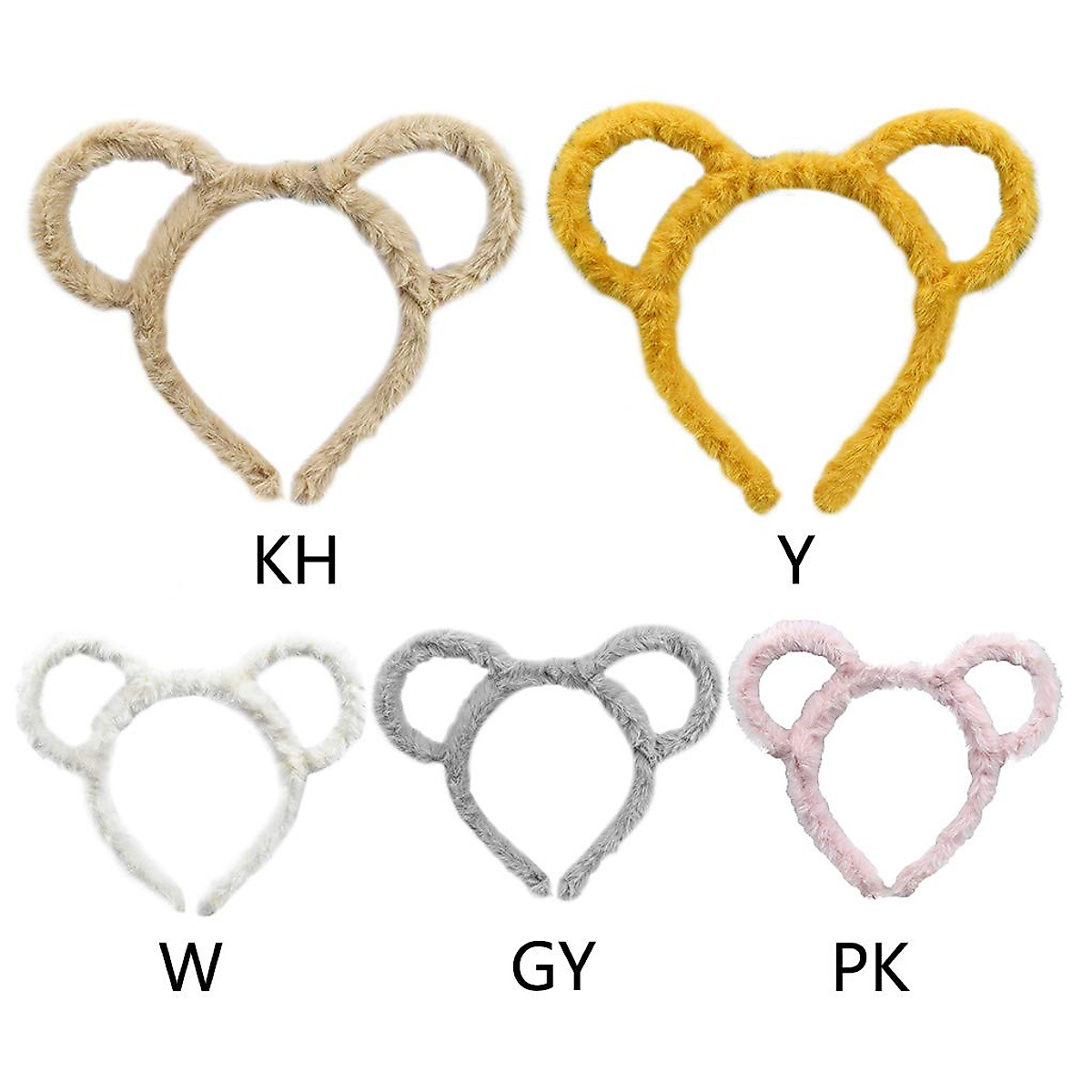 Kamonda Women Winter Thick Plush Headband Round Mouse Bear Ears Makeup Hair Hoop Bandana Hair Hoop Yellow