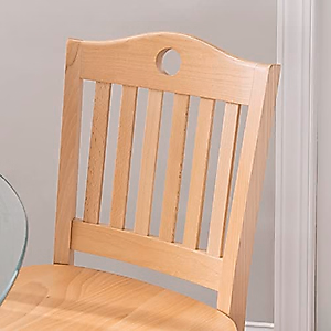 Linon Slat Back Natural Wood Finish Made in America Set of 2 Brock Dining Chair