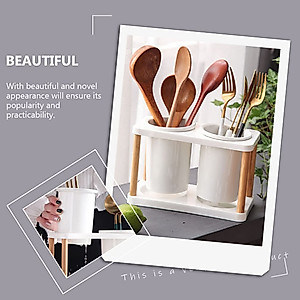 Cabilock 1pc Chopstick Holder Utensil Organizers Spoon Organizer Utensil Holder Kitchen Decor Spoon Storage Rack Flatware Holder Kitchen Organizer Spoon Holder Wooden Nordic Kitchenware