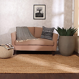 REDEARTH Rectangular Area Rug - Hand Woven Braided 100% Natural Jute - Artisan Made Boho Jute Rugs for Bedroom - Kitchen - Living Room - Farmhouse - Aesthetic Home Decor (8'x10' - Natural)