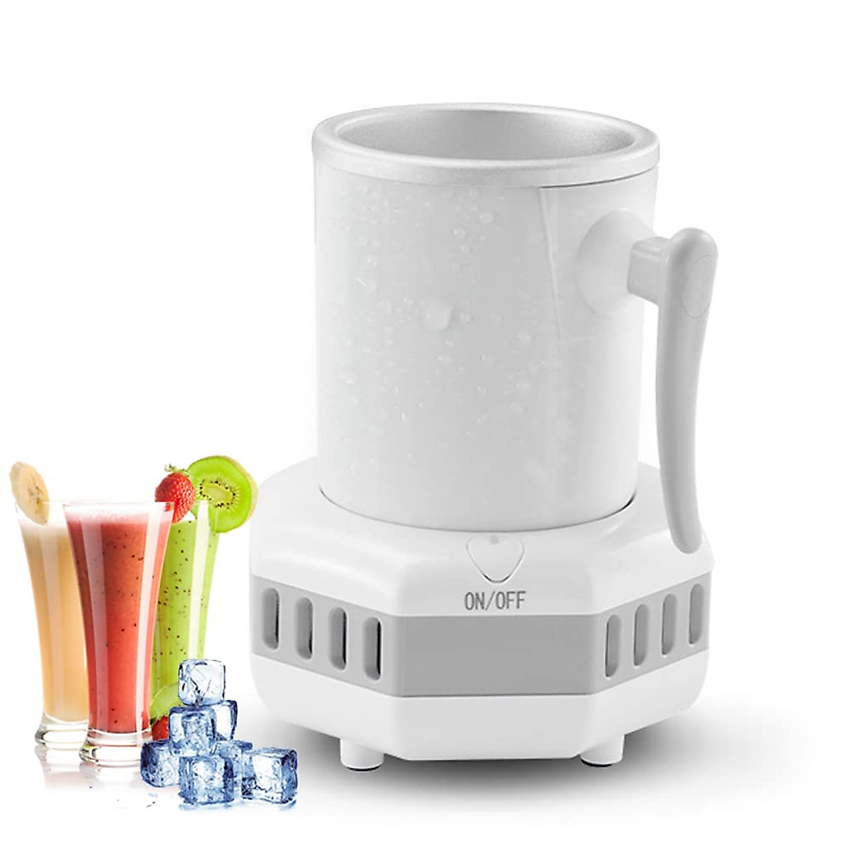 Normia Rita 36℉～60℉ Electric Beverage Cup Cooler for Home/Office, Desktop Mini Fridge Quick Cooling Cup Drink Chiller for Beer Juice Milk Coffee (White-)