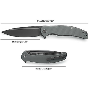Miguron Knives M Velona Flipper Folding Knife 4.03" Dark Grey PVD 14c28n Blade Grey G10 Handle With Titanium Pocket Clip Camping Hiking Pocket Knife MGR-8003DGII