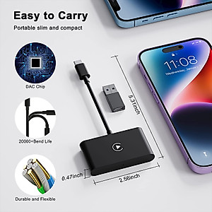 Wireless CarPlay - Wired CarPlay Convert Cars Wireless CarPlay，Wireless CarPlay Adapter，Apple CarPlay Wireless Adapter，Plug & Play Fast and Easy Use Fit for Cars from 2016 & iPhone iOS 10+