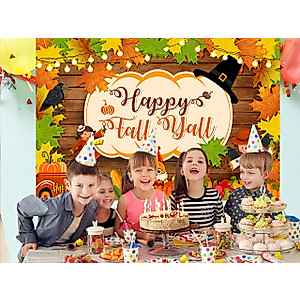 Happy Fall Y'all Backdrop,Fall Party Decorations Thanksgiving Party Backdrop Happy Fall Banner Party Supplies Photography Background