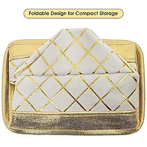 TheWarmHome Storage Basket [6-Pack], Fabric Storage Bins w/Handles, Bronzing Plush-Feel Gift Baskets, Storage Baskets for Organizing Shelves Closet(Gold&White Velvet, Small-6 Pack)