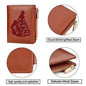 KBVWHW A Tale As Old As Time Beauty and The Beast Leather Wallet for Women Girls Daughter TV Movie Inspirational Gifts for Her Daughter (Brown)
