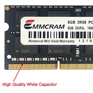 EMMCRAM 16GB(8GBx2) PC3L-14900S DDR3 / DDR3L Laptop RAM 1866MHz 1867mhz SODIMM 2Rx8 1.35V Non-ECC Unbuffered 204Pin Notebook Memory SDRAM Black