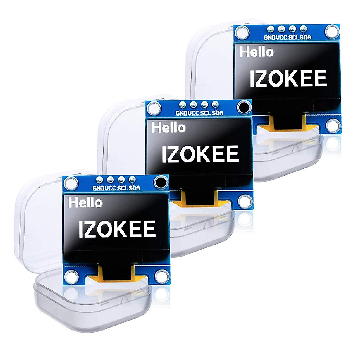 IZOKEE 0.96'' I2C IIC 12864 128X64 Pixel OLED LCD Display Shield Board Module 4 Pin for Arduino for Raspberry Pi (Pack of 3pcs, White-IIC)