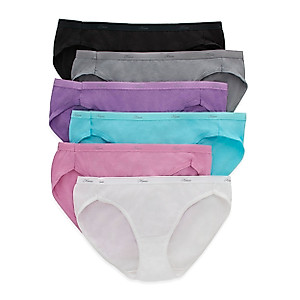 Hanes Women's Cotton Bikini 6 Pack, Size 8,XL Assorted Colors