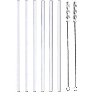 Hydro Energy [6-Pack 9.5-Inch] Replacement Straws for Hydro Flask Wide Mouth Water Bottle, 6 Straws and a 2 Straws Brushes Included