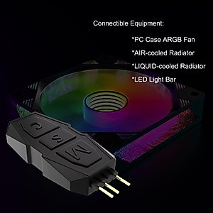 DS Mini ARGB PC Fans Controller Kit with One-to-One Matching Function for Case Fans, PC Rainbow LED Strip, Computer ARGB Fans (3Pin, 14 Key, SATA Power, 5th Gen)