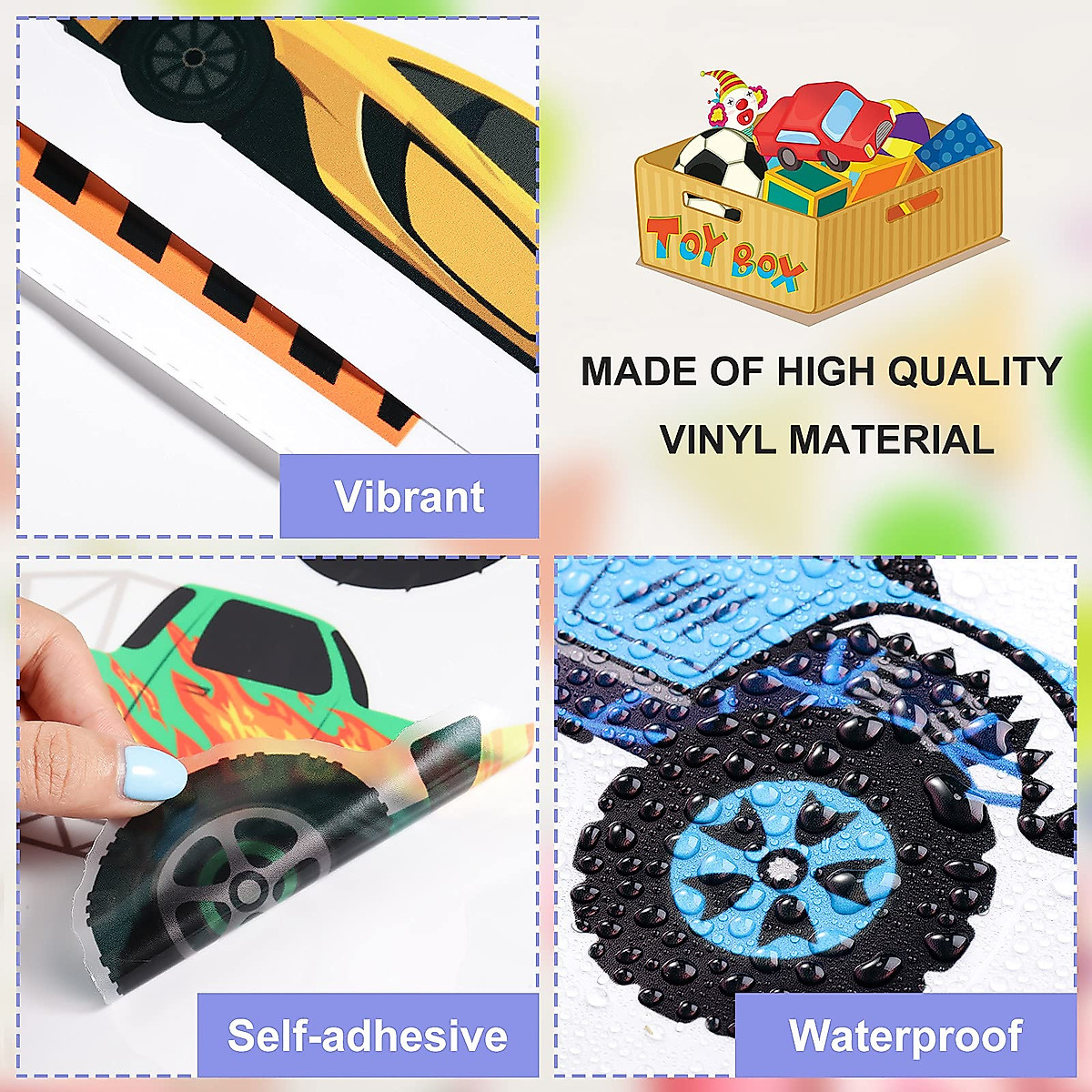 2 Sheet Trucks Wall Decal Transports Peel and Stick Wall Sticker for Boys Children's Room Nursery Bedroom Classroom