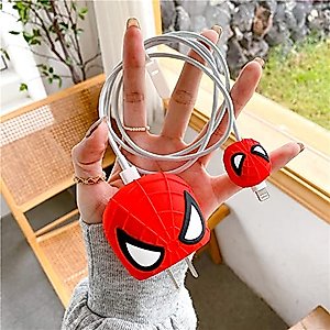 for Apple 18w/20w USB-C Power Adapter Charger,The Latest Model in 2022 3D Cute Cartoon Lightning Cable Protector Cover for iPhone Max Fast Charging Head Protective Cover (Spider &Man)