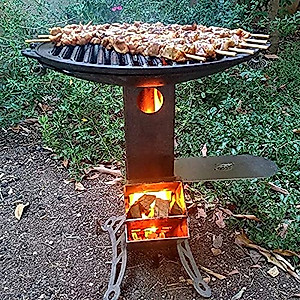 Spitfire BBQ Grill Set for Patrol Rocket Stove, Grill with cast Iron Rack, Unique Barbecue Grill Set, Ultimate Outdoor Cooking Gear