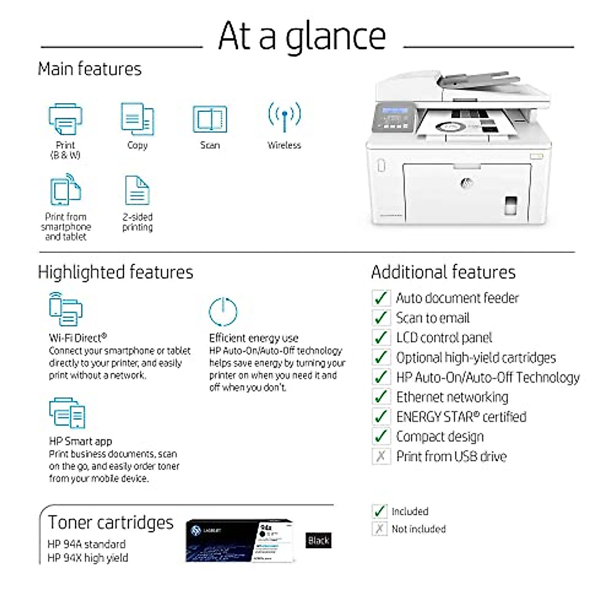 HP Laserjet Pro M148dw All-in-One Wireless Monochrome Laser Printer, Mobile & Auto Two-Sided Printing, Works with Alexa (4PA41A)