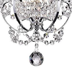 Plug in Pendant Lights with K9 Crystal，Hanging Lamp with 15Ft Clear Cord & On/Off Switch，Mini Chandelier for Closet Living Room Girls Room Bedroom Nursery