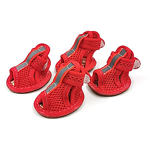 Summer Sandals for Dogs, Breathable Mesh Dog Sandals, Puppy Shoes for Hot Pavement, Pet Shoes for Small Dogs Red Label 3