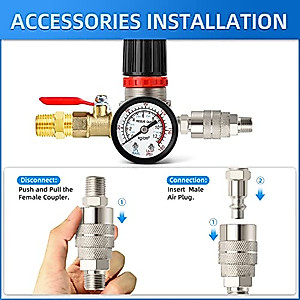 MEANLIN MEASURE Air Compressor Pressure Switch Control Valve 90-120 PSI 110V-240V 4-way Replacement Parts With 0-180 Psi Air Compressor Regulator and Safety Pressure Relief Valve