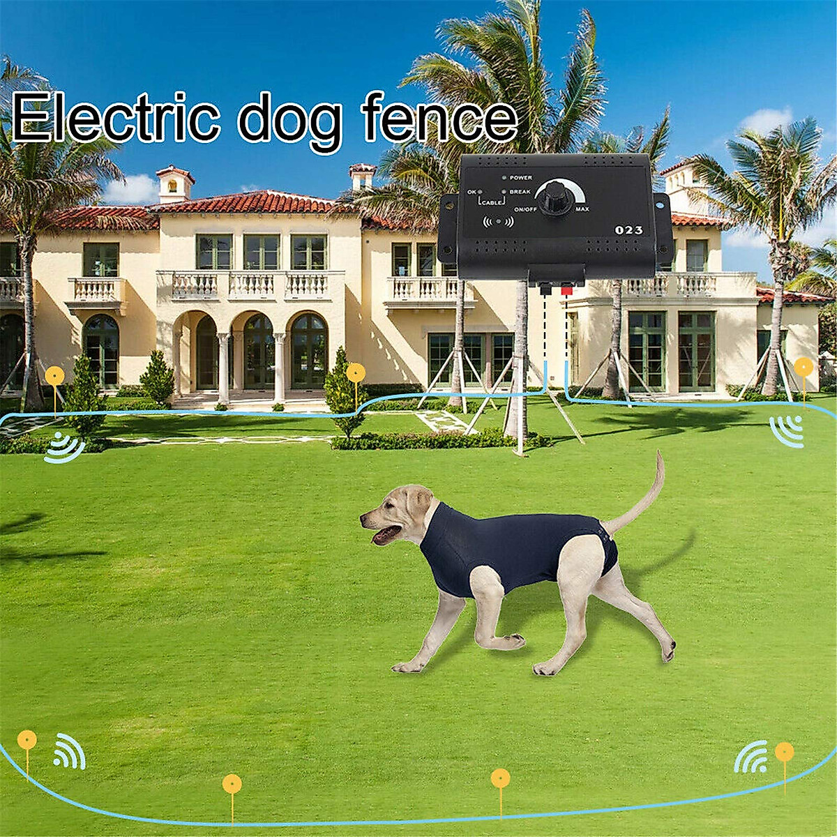 Electric Dog Fence, Waterproof and Battery-Operated Training Collar, Above Ground & Underground Dog Fence Containment System, Suitable for Small, Medium, Large Dogs,for1dog