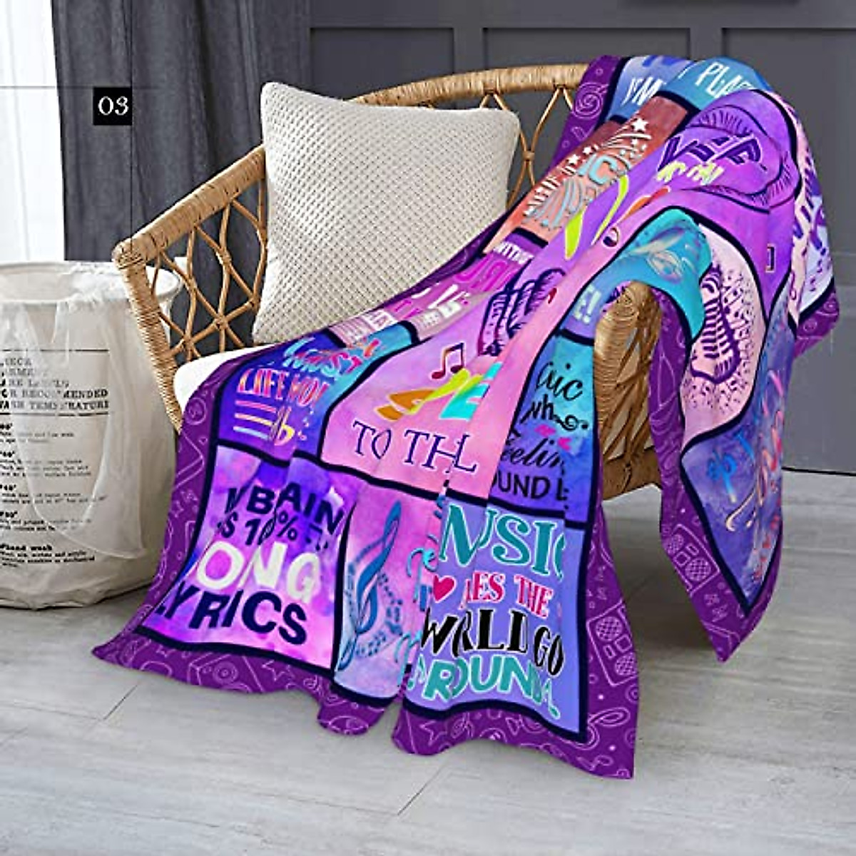 QUWOGY Music Gifts for Women/Kids/Teens/Girls Blanket 60"x50", Birthday Gifts for Music Lovers, Music Teacher Gifts Throw Blankets, Best Music Themed Gifts, Unique Gifts for Kids Who Love Music