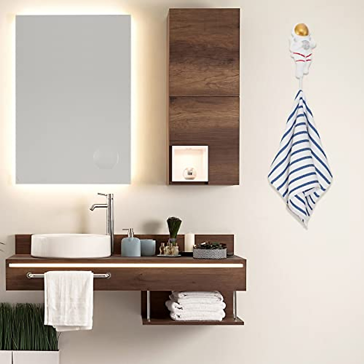 2pcs Umbrella Holder Wall Hooks Decorative Wall Mounted Coat Hooks Key Rack Astronaut Wall Sculptures Home Decor Key Hook Decorative Hooks Kids Bathroom Accessories Decorative Wall Hooks