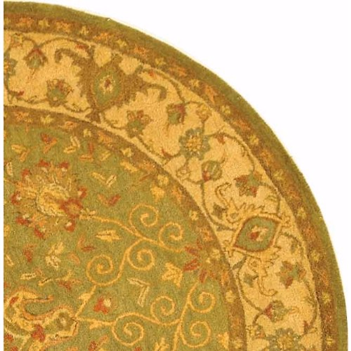 SAFAVIEH Antiquity Collection 6' Round Sage AT21D Handmade Traditional Oriental Premium Wool Area Rug