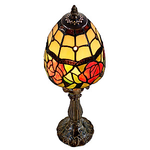 Dale Tiffany TA70711 Enid Table Lamp, Antique Brass and Art Glass Shade, 16.00x5.75x5.75