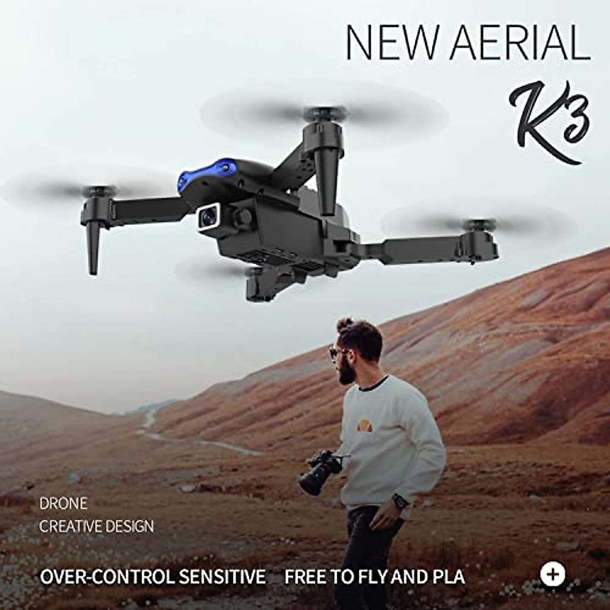 Lukern 2023 Drone with 4K Dual HD Cameras Upgraded Version RC Quadcopter for Adults and Kids, Beginner WiFi RC Drone Live Video, HD RC Plane, Orbital Flight Black