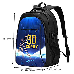Elehuv Golden State Basketball Curry Laptop Backpack Work Travel Anti Theft Backpacks, Durable Travel Daypack With Usb Charging Port Gift For Men Women