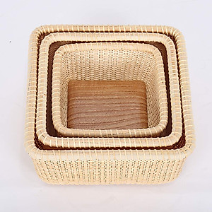 Teng Tian Nantucket Square Rattan Basket, Multi-Purpose Storage, Neutral Color, 11" x 11"
