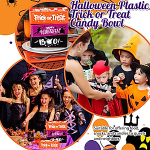 PullCrease 4 Pcs Halloween Candy Bowl Bulk Halloween Plastic Trick or Treat Candy Bowl Orange Black Spider Web Halloween Candy Dish Holders Serving Bowl Tableware for Halloween Parties Decorations