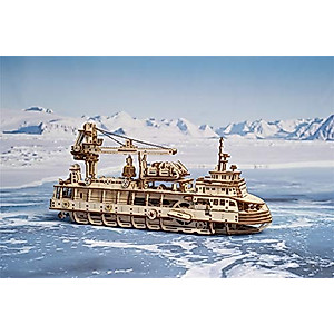 UGEARS 3D Puzzles Research Vessel - DIY Model Ship 3D Idea - Unique and Creative Wooden Mechanical Models - Self Assembly Woodcraft Construction Kits