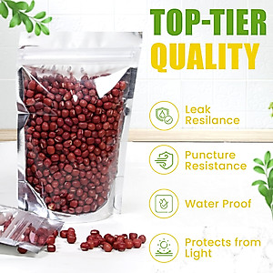 Pack of 100 Mylar Bags, Resealable Mylar Bags for Food Storage