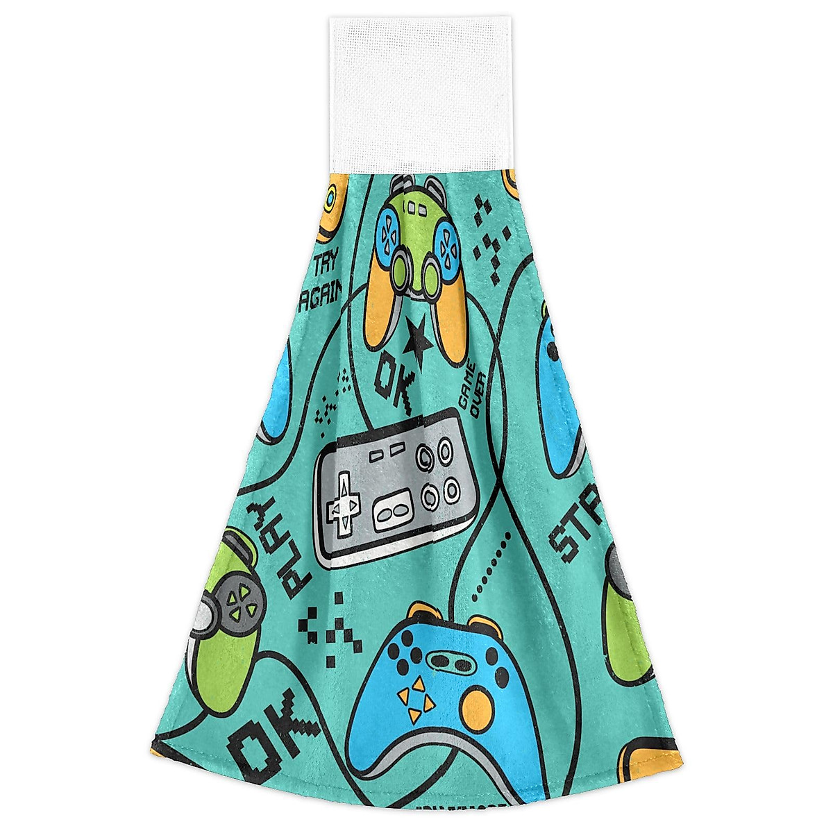 SLHKPNS Cartoon Game Joysticks Kitchen Hanging Hand Towels, Video Gamepad Controllers Absorbent Tie Towel with Loop 2 PCS Kitchen Linen Sets for Bathroom Restroom Home Decor