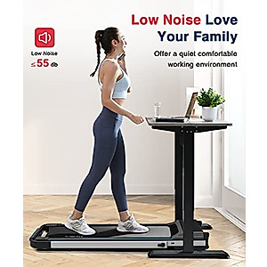 REDLIRO Under Desk Treadmill, 2 in 1 Motorized Portable Foldable Treadmill Compact Fold Up Walking Pad, Sturdy Folding for Small Space with Remote Control, LED Display Home & Office Use