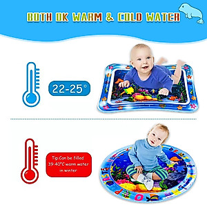 Inflatable Tummy Time Water Mat for Baby Gift for 3-6 Months, Baby Water Mat Early Development Activity Play Mat Sensory Toy, Your Baby's Stimulation Growth for 6-12 Months Newborn Girls Boys（2 Pcs）