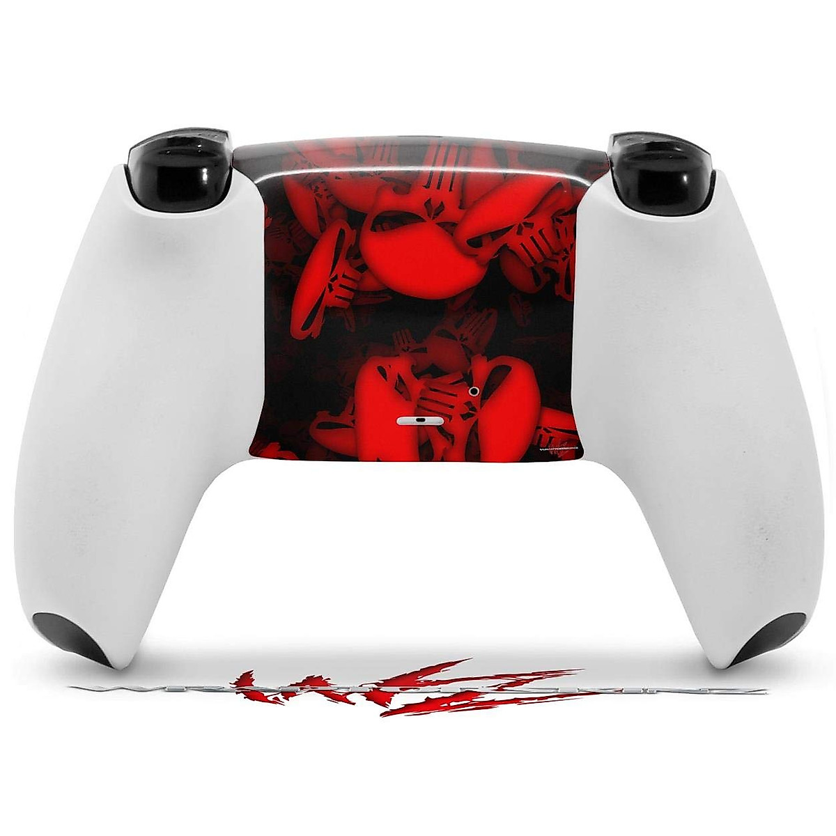 WraptorSkinz Skin Wrap compatible with Sony PS5 DualSense Controller Skulls Confetti Red (CONTROLLER NOT INCLUDED)