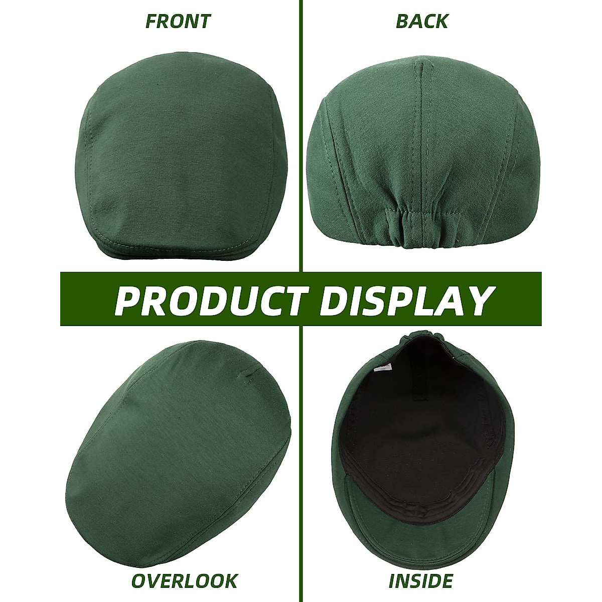 Foaincore 12 Pieces Newsboy Hat for Men, Flat Caps Bulk Driving Cabbie Hunting Hat