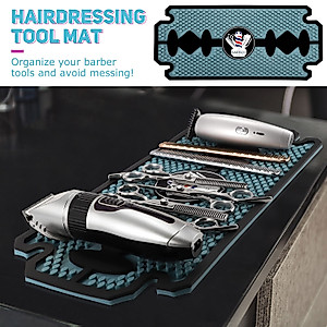 Noverlife Rubber Barber Station Mat, Heat Resistant Anti Slip Hair Salon Service Mat, Double Edge Countertop Protector Pad for Hair Styling Tools, Professional Flexible Mat for Clippers Salon Tools
