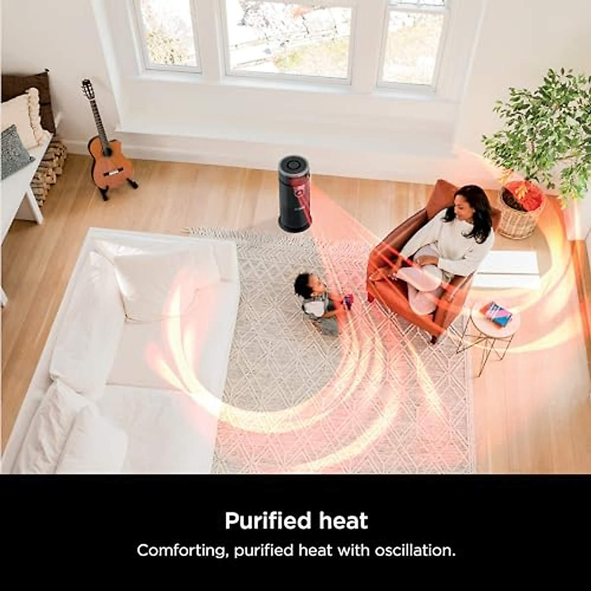 Shark HC451 3-in-1 Clean Sense Air Purifier, Heater & Fan, HEPA Filter, 500 Sq Ft, Oscillating, Small Room, Bedroom, Office, Captures 99.98% of Particles for Clean Air, Dust, Smoke & Allergens, Black