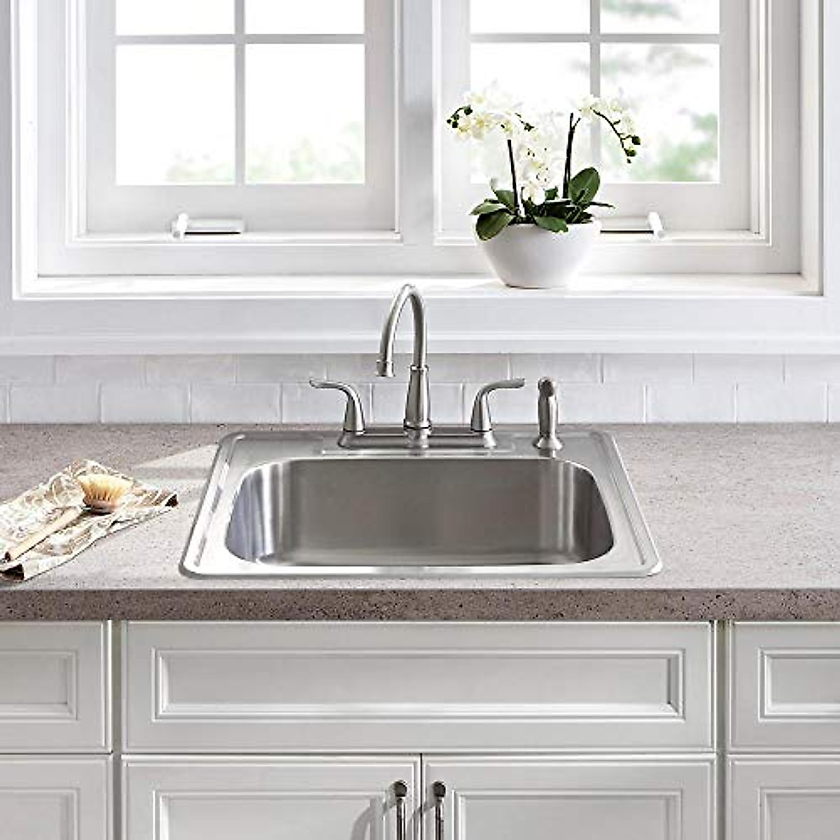 MOEN Brecklyn 2-Handle Standard Kitchen Faucet with Side Sprayer in Spot Resist Stainless