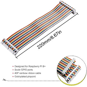 DKARDU Cascade Expansion Board Module 40-pin+40 Pin Female - Female Rainbow Ribbon Cable with Dupont Cable for Raspberry Pi 4/3/2/1