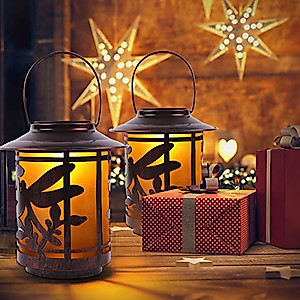 Solar Lanterns Outdoor Waterproof , Dragonfly Pattern Solar Lantern Outdoor Hanging with Handle, Metal LED Christmas Solar Outdoor Lights for Garden Patio Porch Pathway Yard Tabletop Decoration