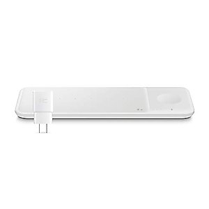 Samsung Electronics Wireless Charger Trio, Qi Compatible - Charge up to 3 Devices at Once - for Galaxy Phones, Buds, Watches, and Apple iPhone Devices, White (US Version)