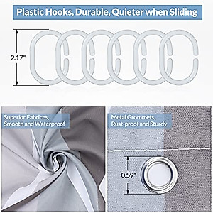 Woisut Shower Curtains, Thickened Water Proof Quick Drying Shower Curtain Set 72 x 72 Inches with 12 Rustproof Hooks and for Bathroom Shower, Grey Polyester Shower Curtain Machine Wash