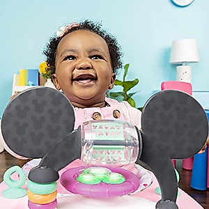 Disney Baby Minnie Mouse 2-in-1 Forever Besties Baby Walker - Easy Fold Frame and Removable-Toy Station, Age 6 Months+
